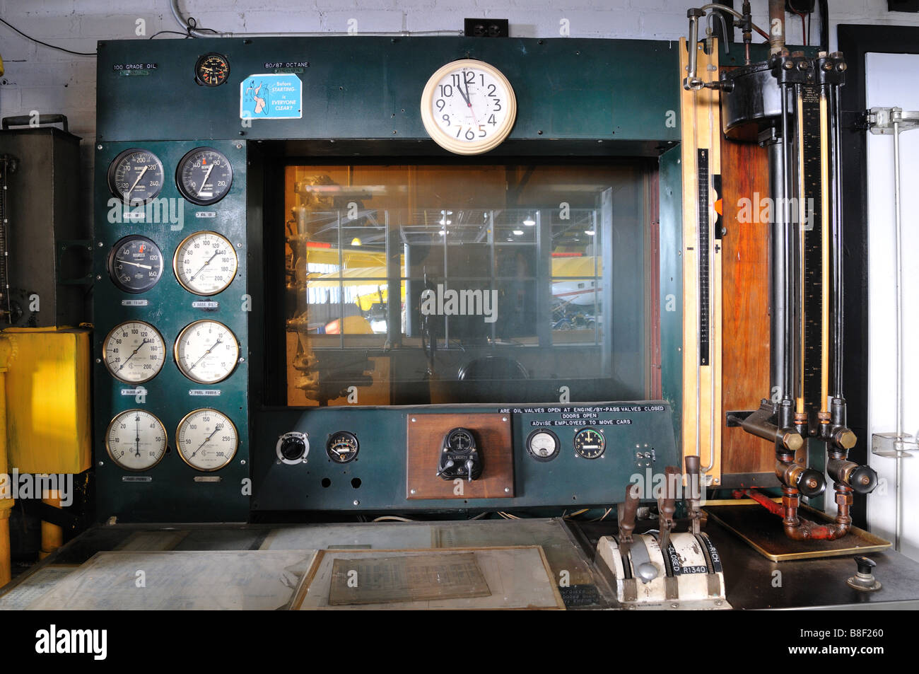 The control panel of a plane engine test room Stock Photo - Alamy