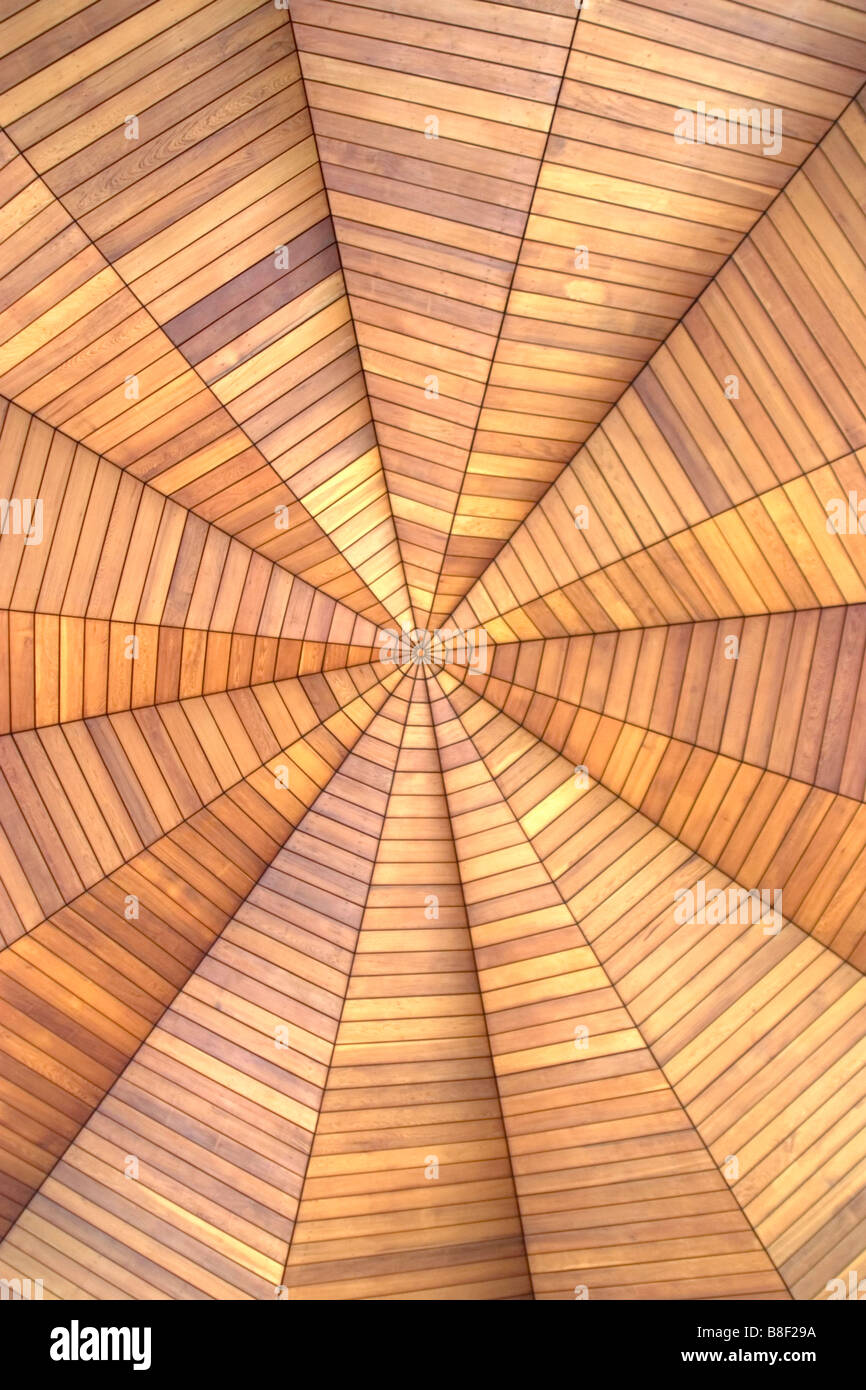 radiating wood-pannelled ceiling of octagonal church building Stock ...