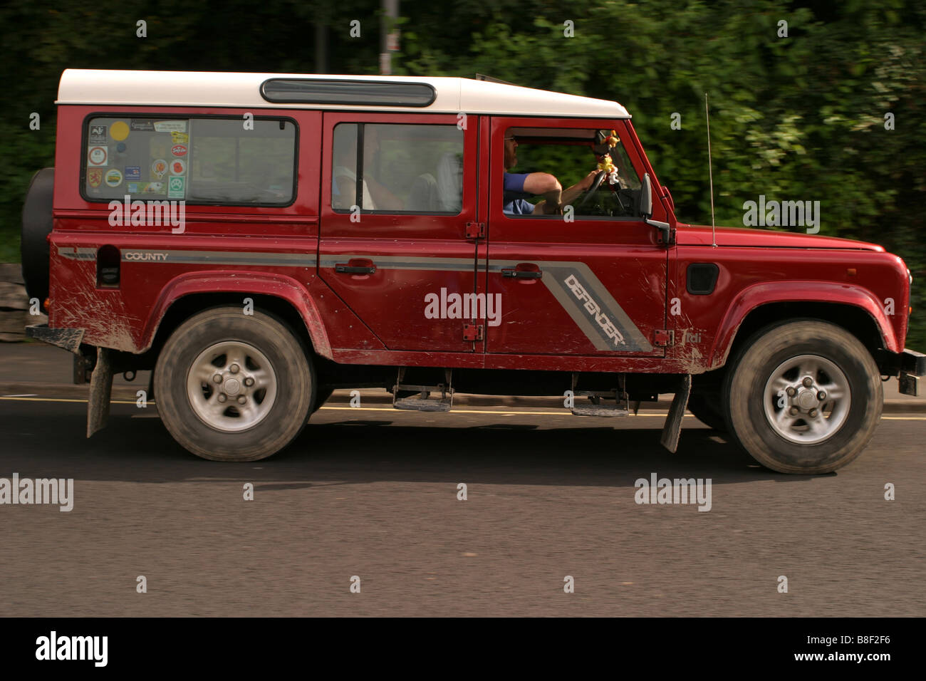 Red Land Rover 110 Station Wagon Stock Photo - Alamy