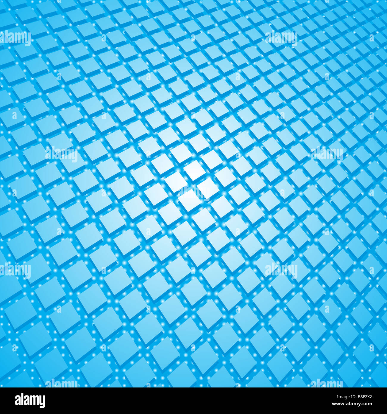 Blue mosaic tiles at abstract angle floating over glowing spheres Stock ...