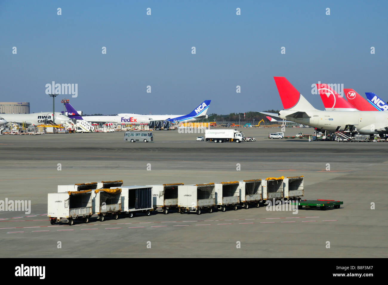 Aircraft shipping containers at Tokyo Narita airport (NRT/RJAA), Chiba ...