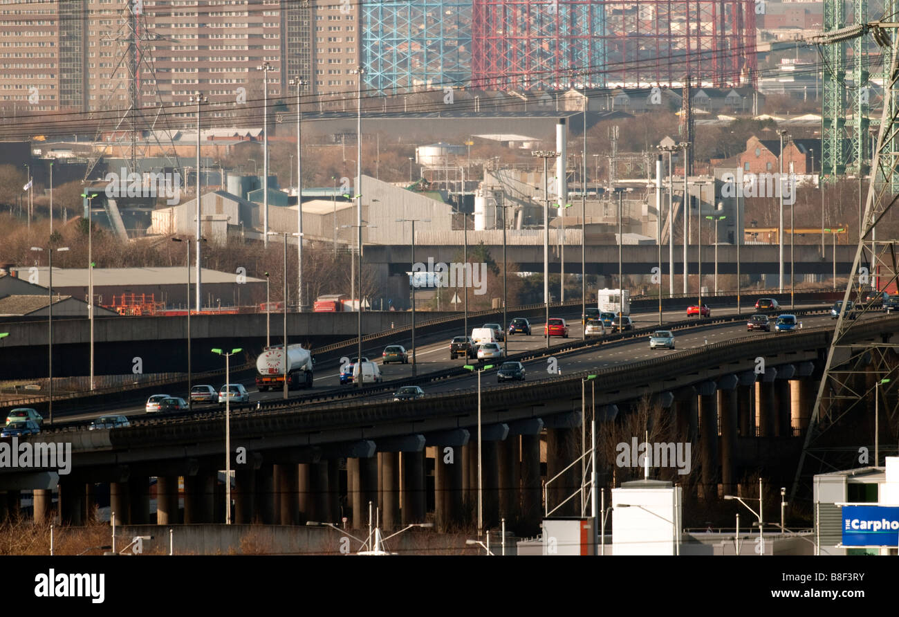 Industrial view of Birmingham city centre, viewed with the M6 Motorway ...