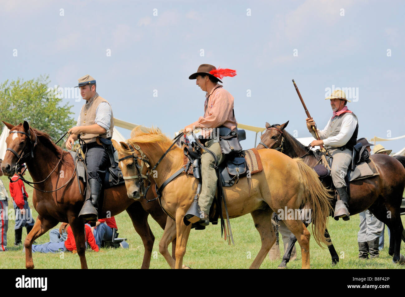 Confederate Cavalry Soldiers At The Reenactment Of The 1862 American