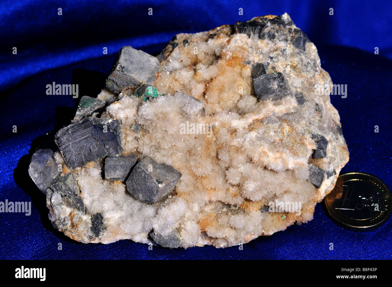 Galena crystals in fine quartz matrix Stock Photo - Alamy