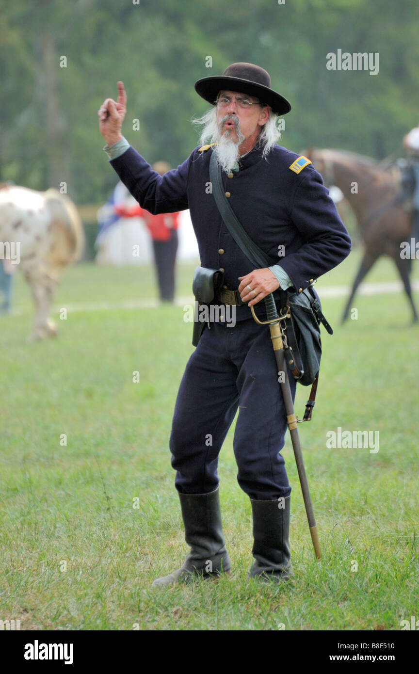 Union officer reenactor at the 1862 American Civil War Battle of ...