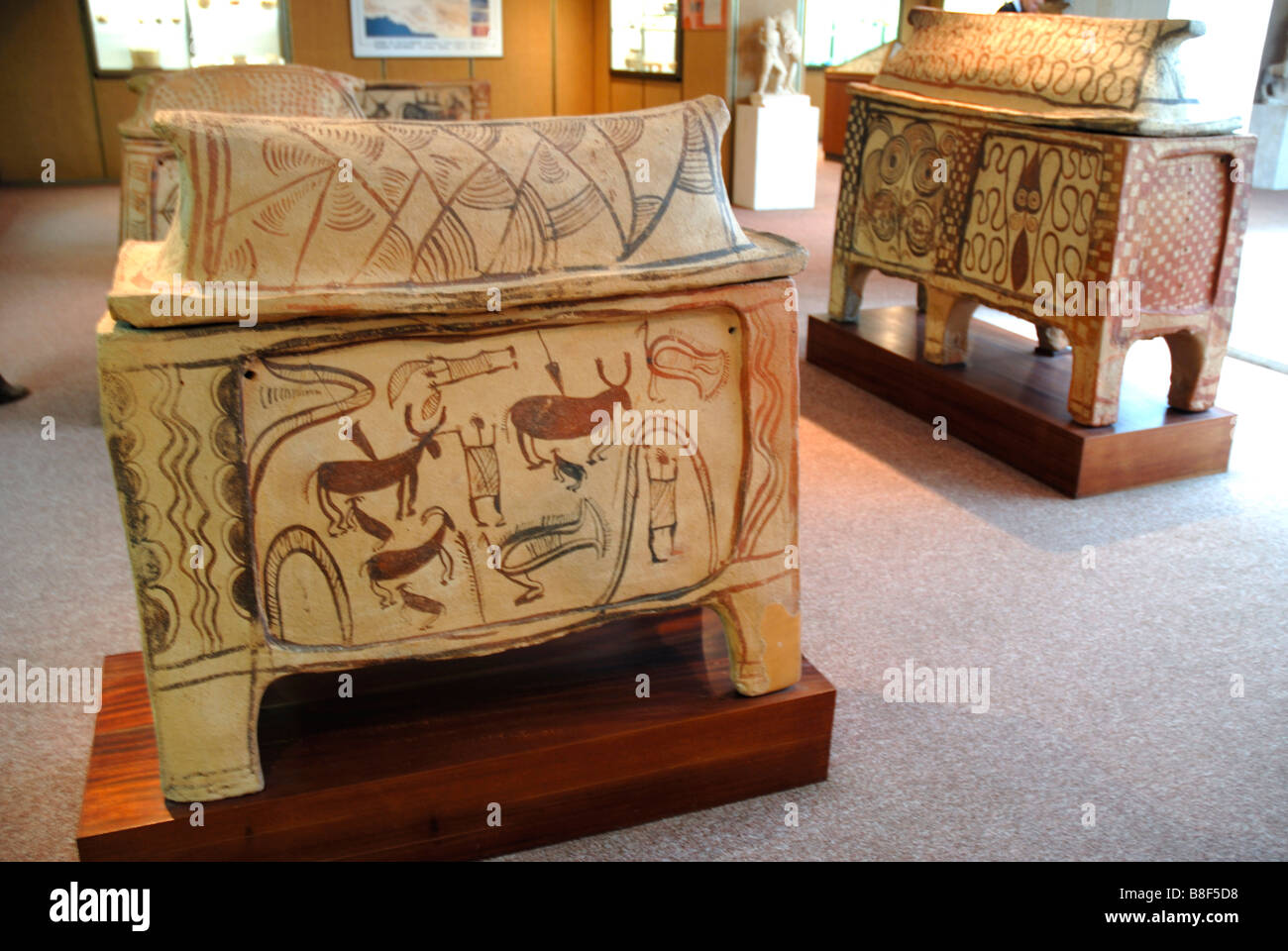 Minoan painted ceramic coffins amongst theTreasures in the Rethymno ...