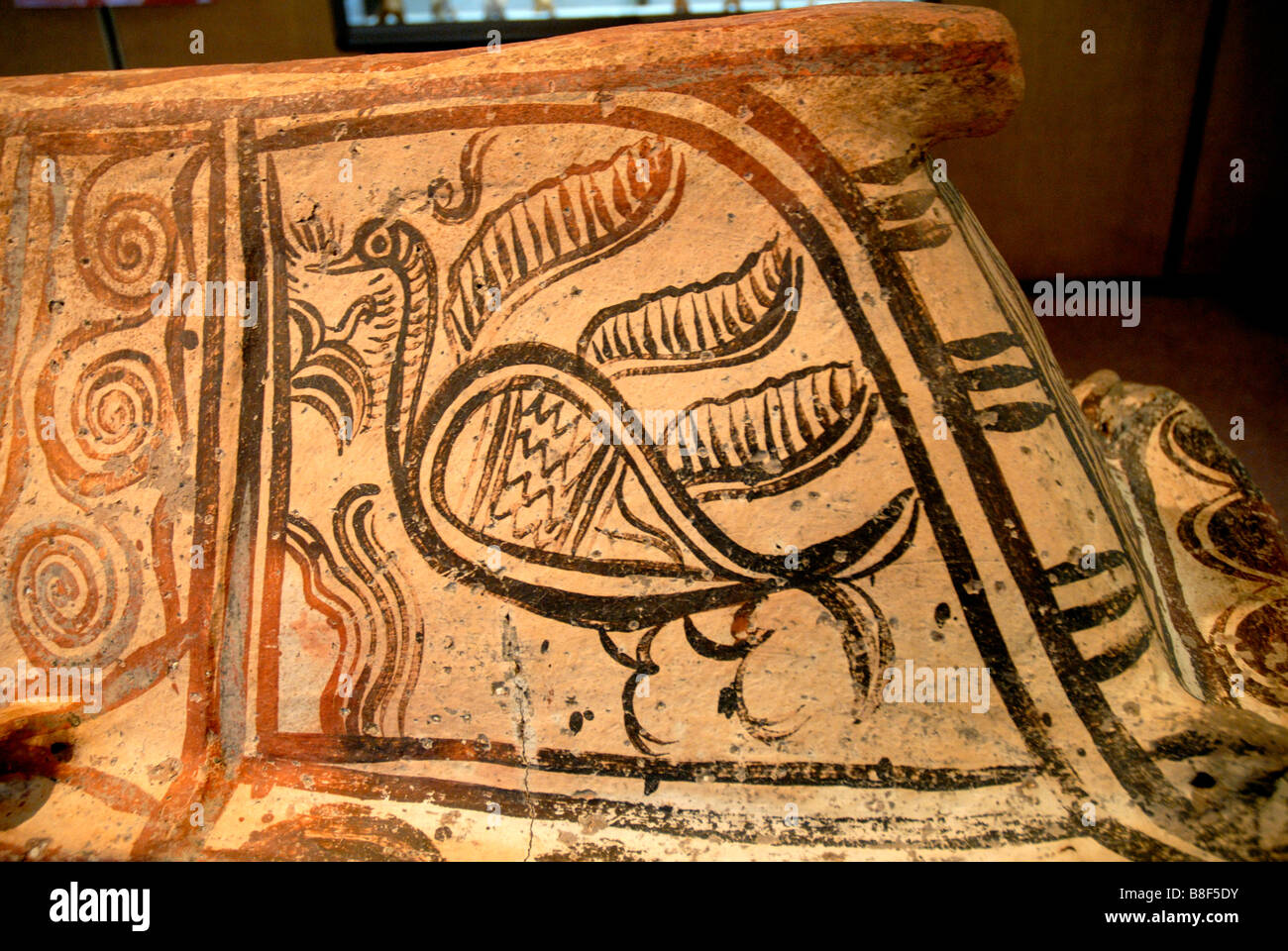 Detail of a Minoan Painted ceramic coffin amongst the Treasures in the ...