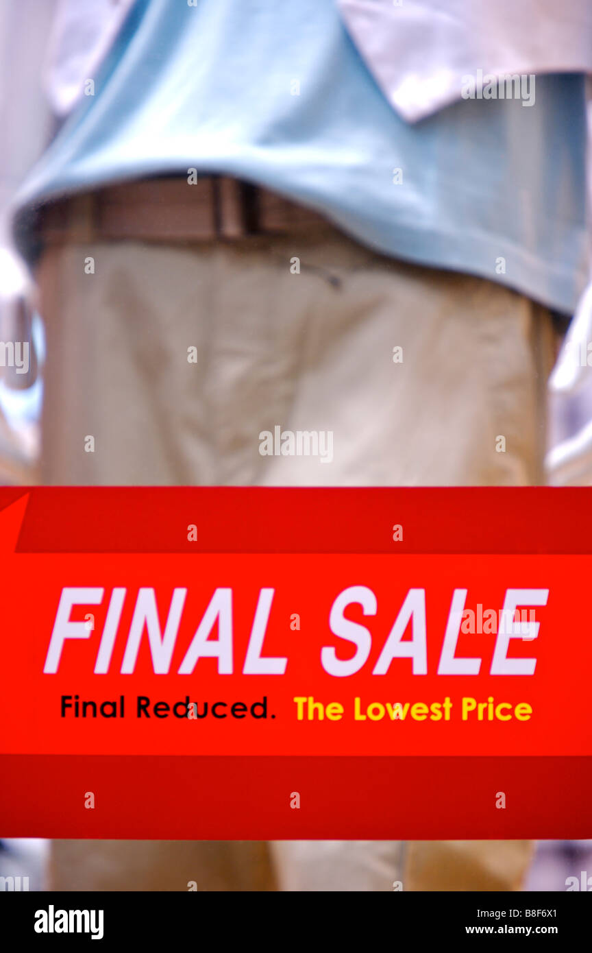 Red Final Sale sign in front of a male mannequin Stock Photo - Alamy