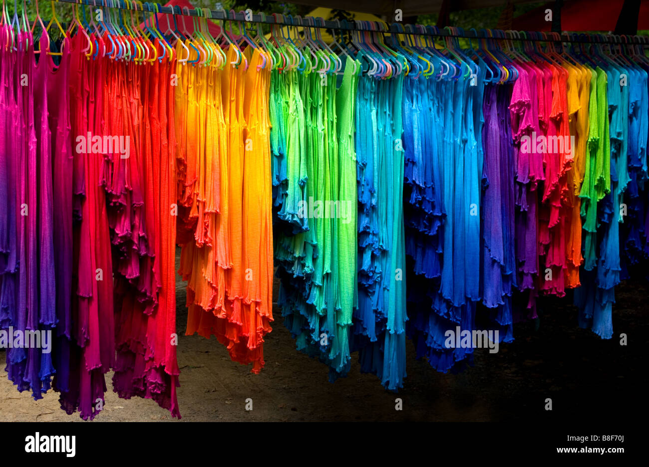 Colourful clothes at Mullumbimby markets Stock Photo - Alamy