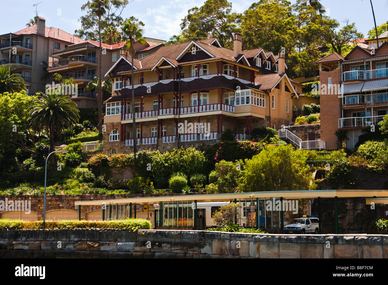 Mosman waterfront houses and bus terminal Stock Photo - Alamy