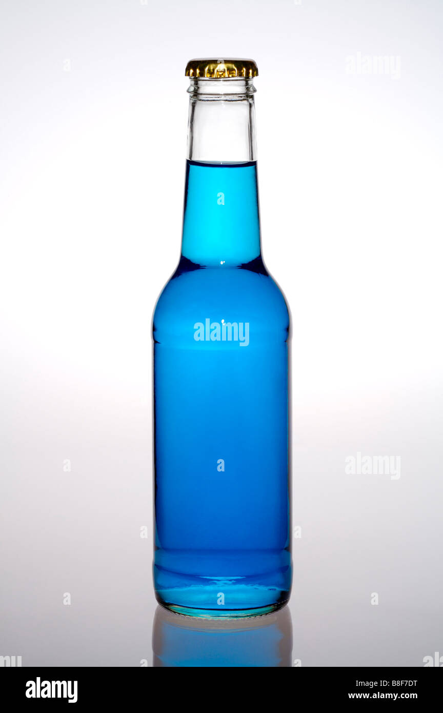 Blue cocktail in a glass bottle still life Stock Photo - Alamy