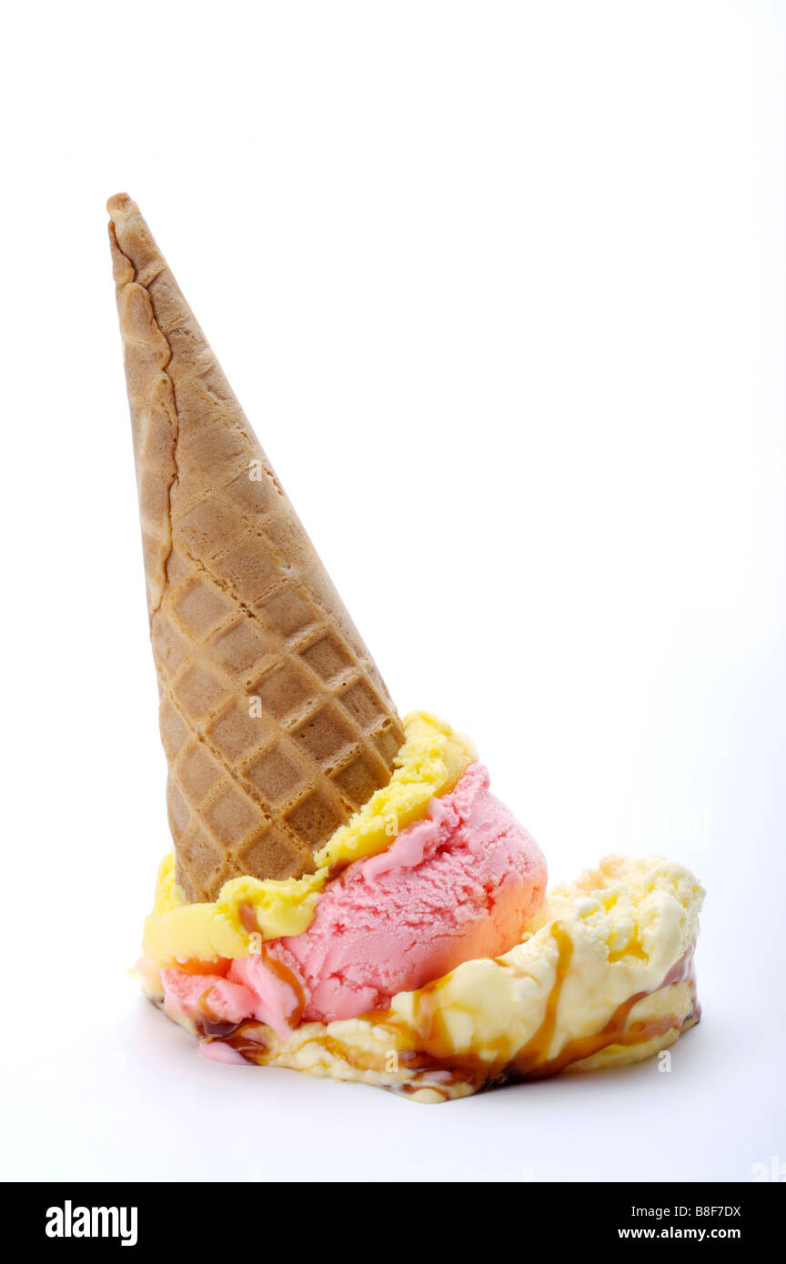 Upside down ice cream cone squashed onto a white surface Stock Photo ... Upside down ice cream cone squashed onto a white surface Stock Photo ...