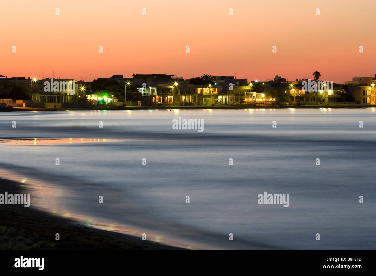 Torre Canne beach and town at dusk Puglia Italy Stock Photo - Alamy