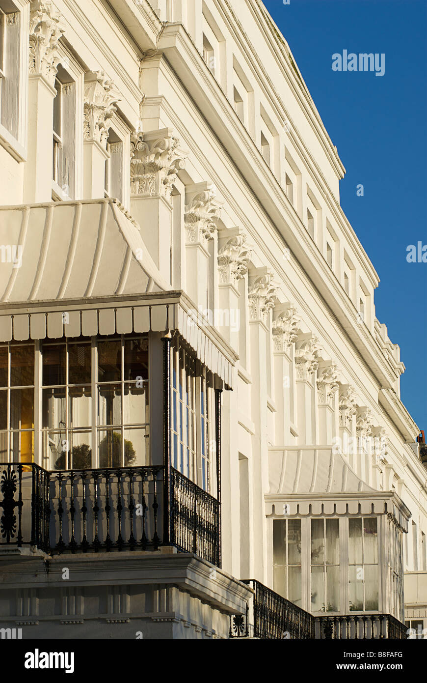 Regency facades of Sussex Square, Kemptown, Brighton, England Stock ...