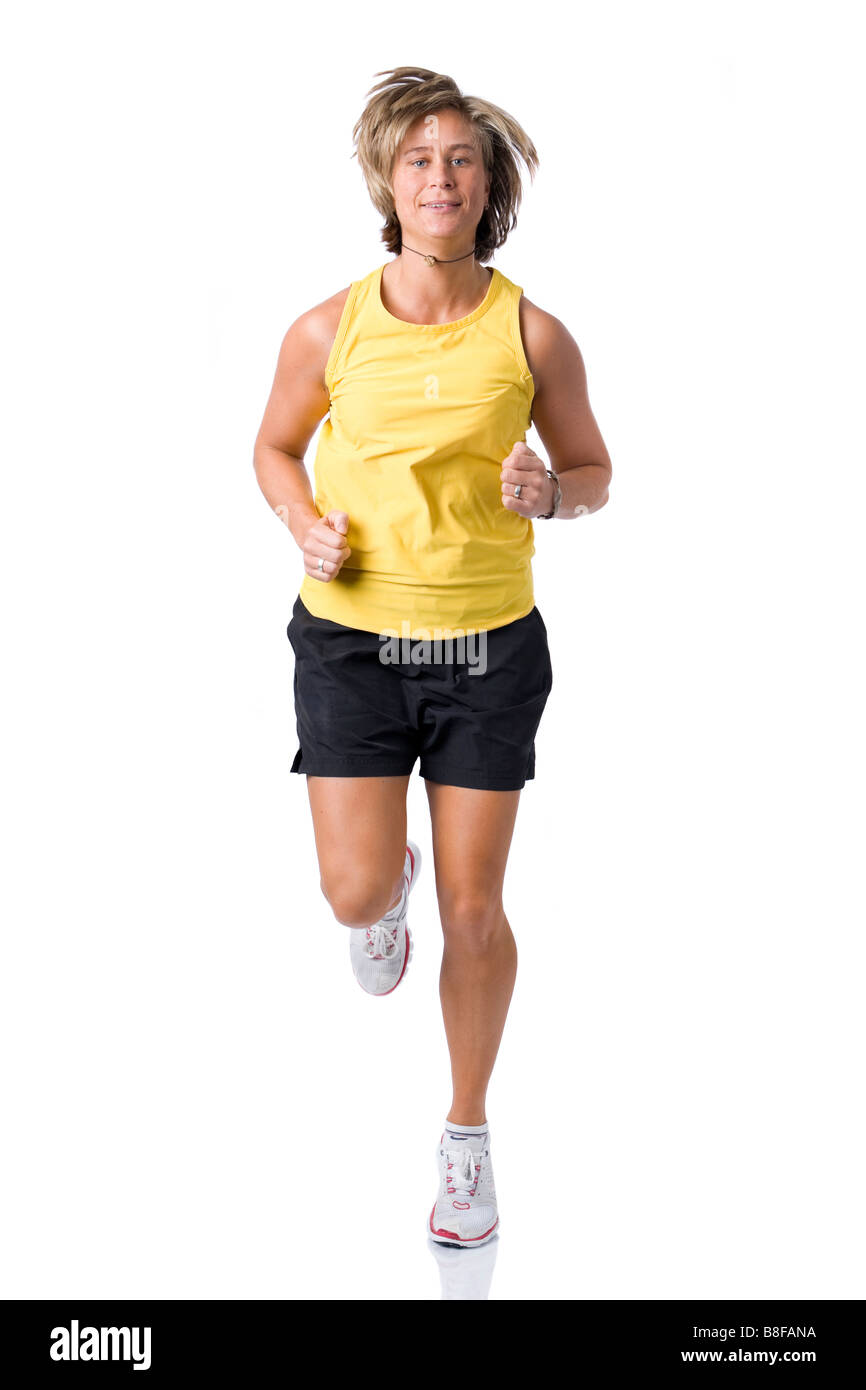Full isolated picture of a caucasian running woman Stock Photo - Alamy