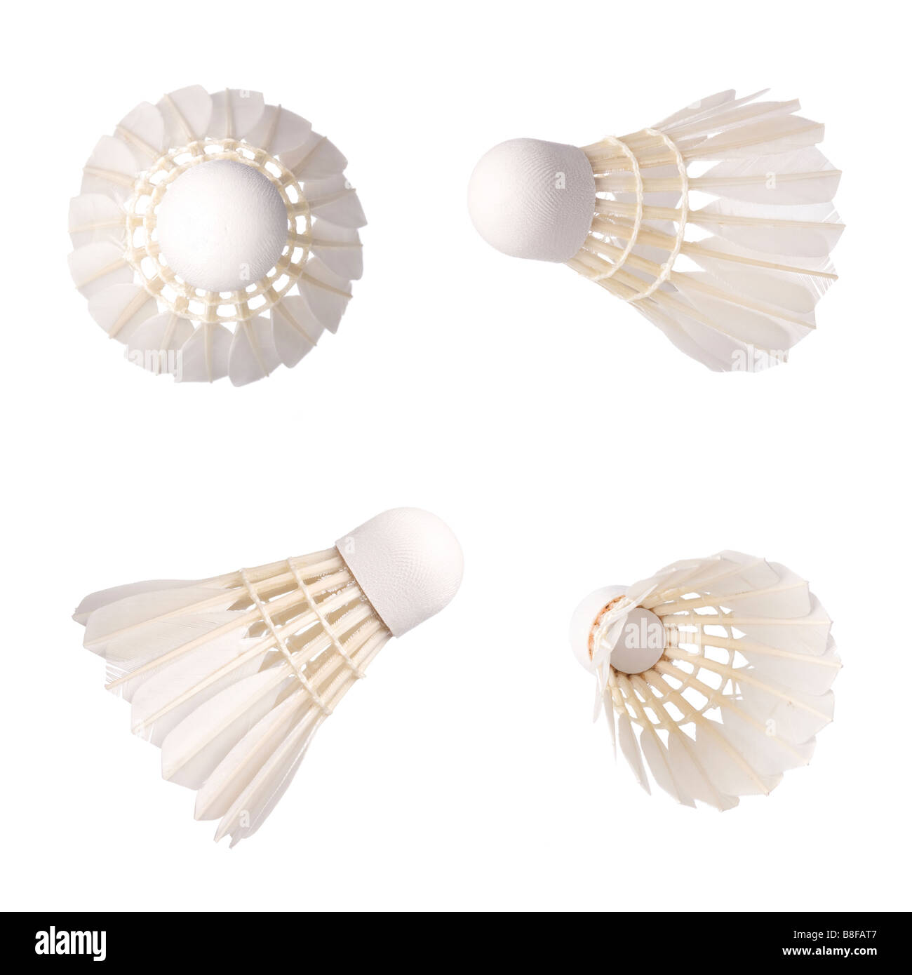 Different views from a full isolated shuttlecock Stock Photo - Alamy