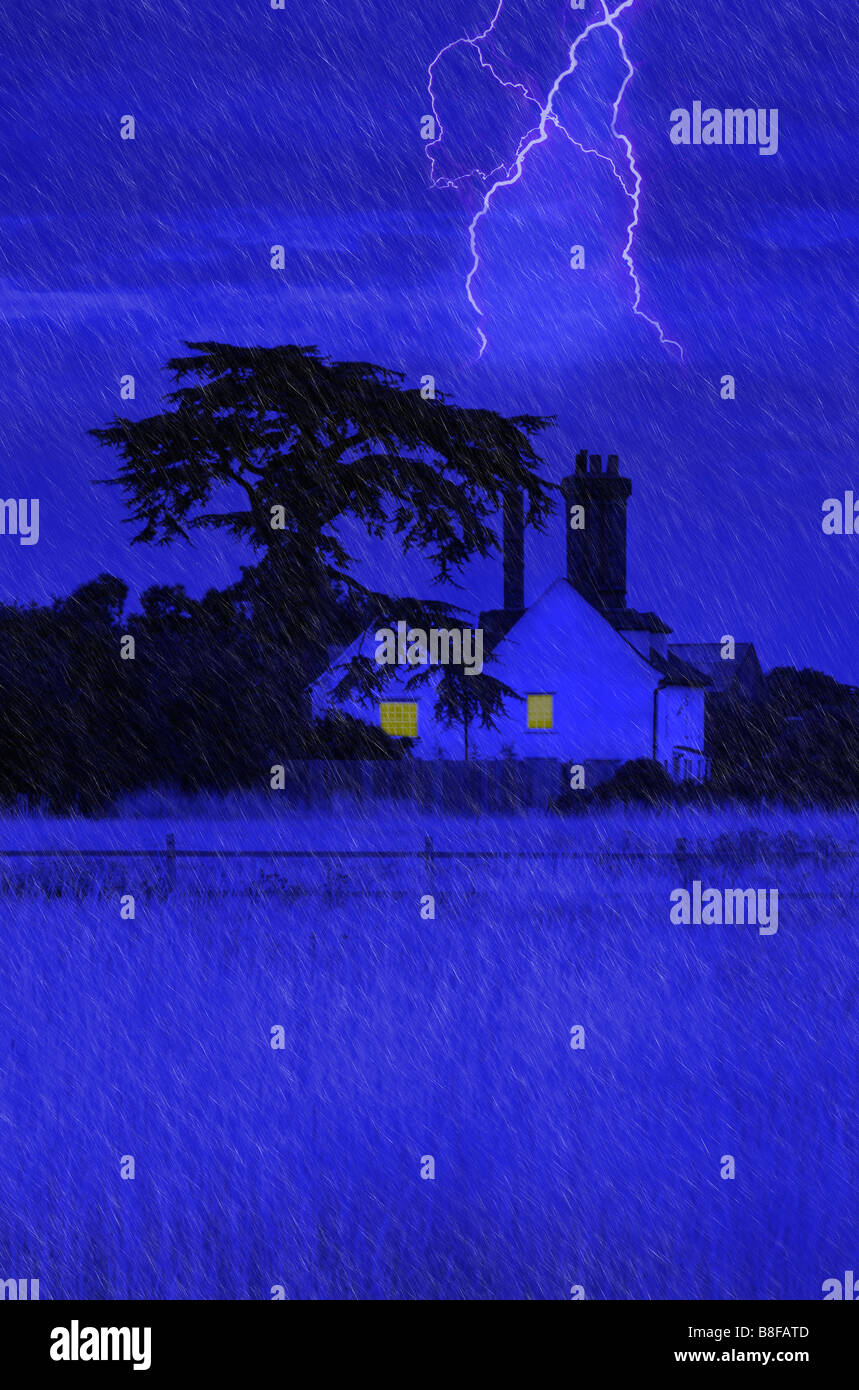 farm house in rain Stock Photo - Alamy