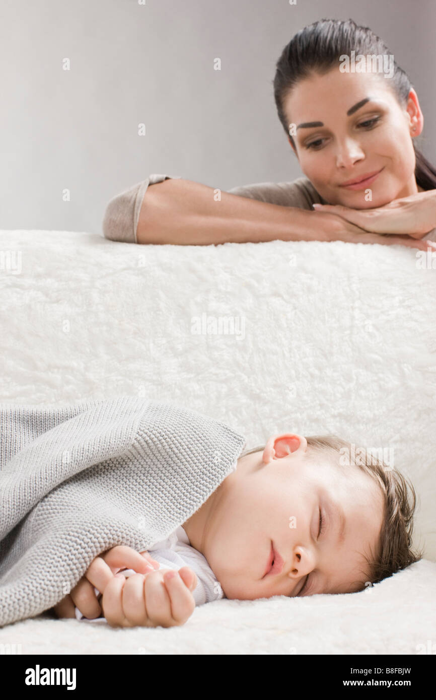 Mother son resting watching hi-res stock photography and images - Alamy