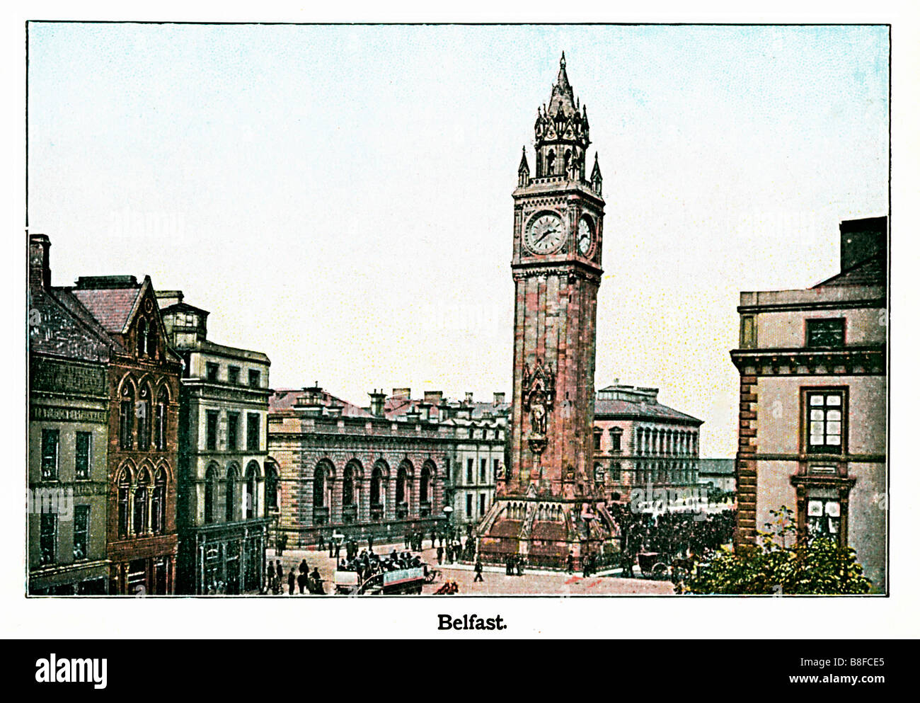 Albert Memorial Clock Tower Belfast 1910 coloured photo of the 1870 ...