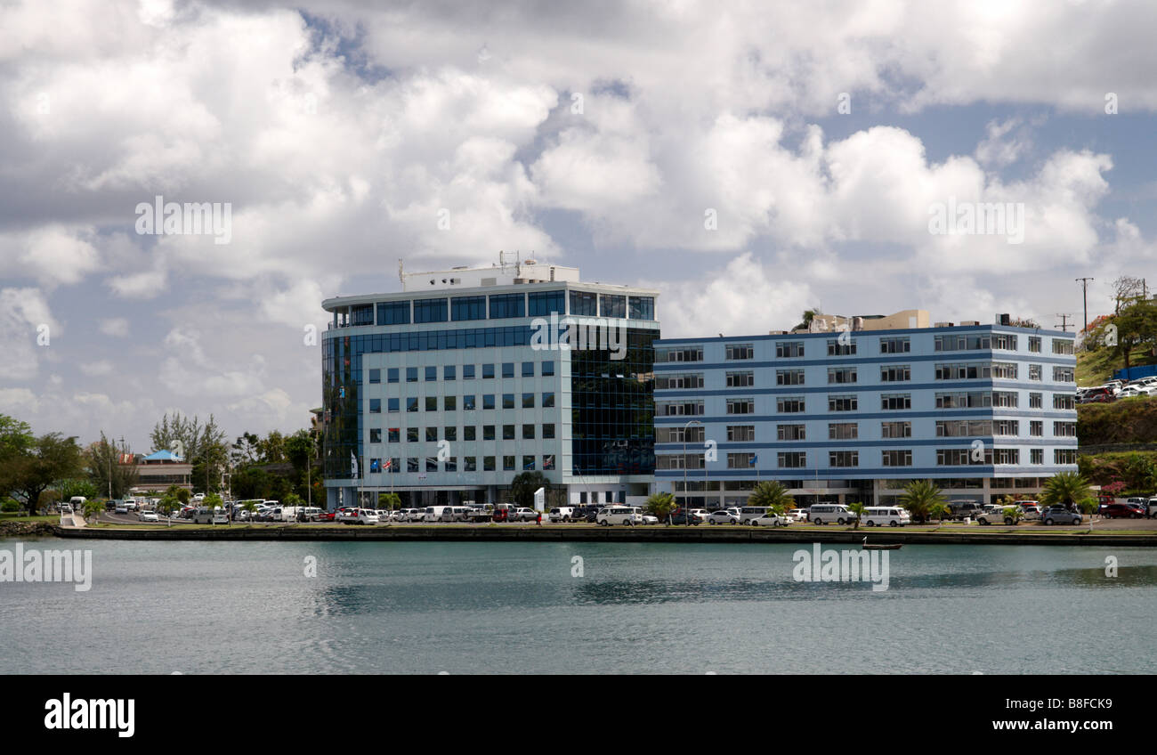 A view of the waterfront in the St Lucian capital, Castries Stock Photo ...