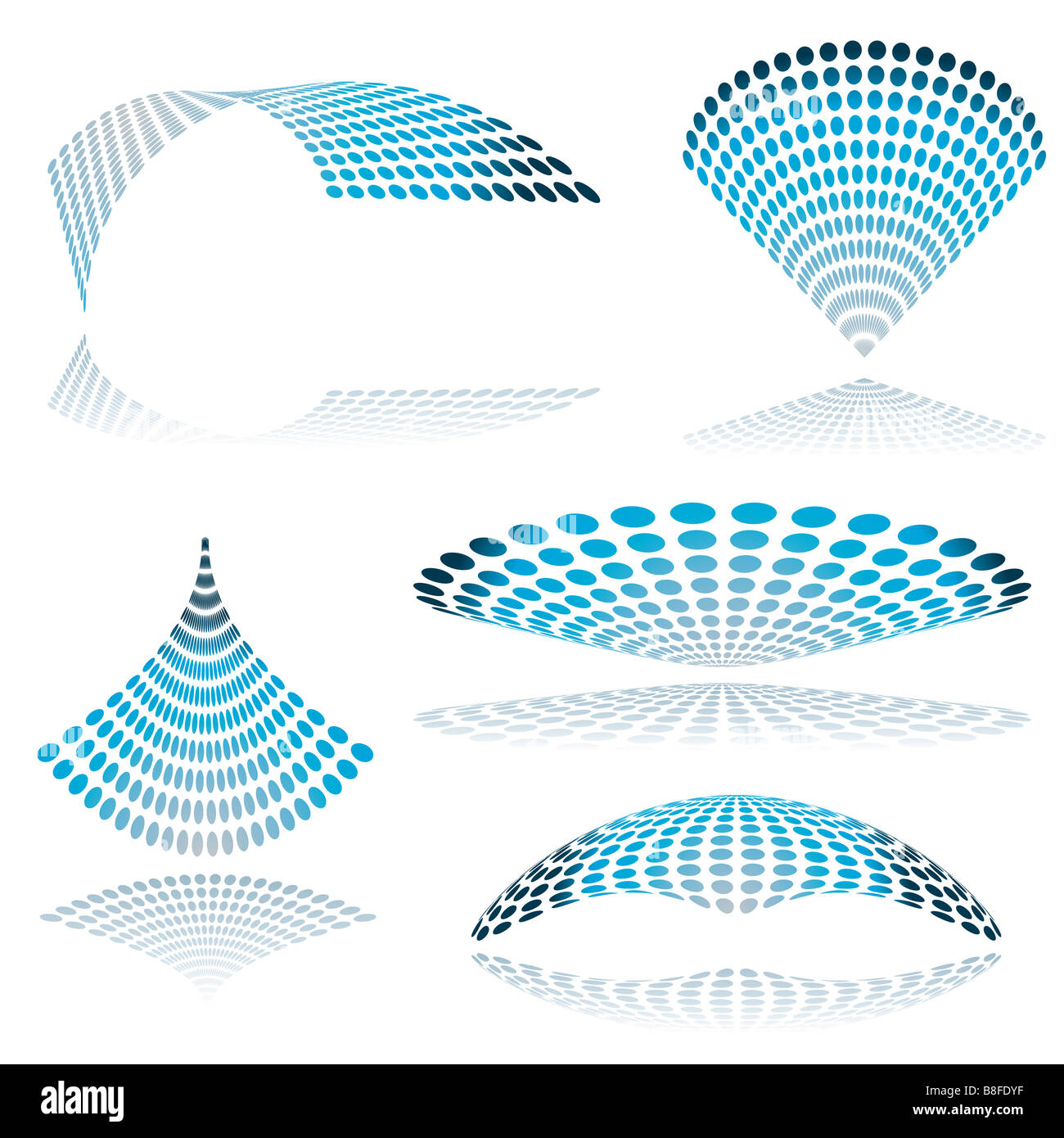 Collection of five mesh shapes in blue with drop shadow Stock Photo - Alamy