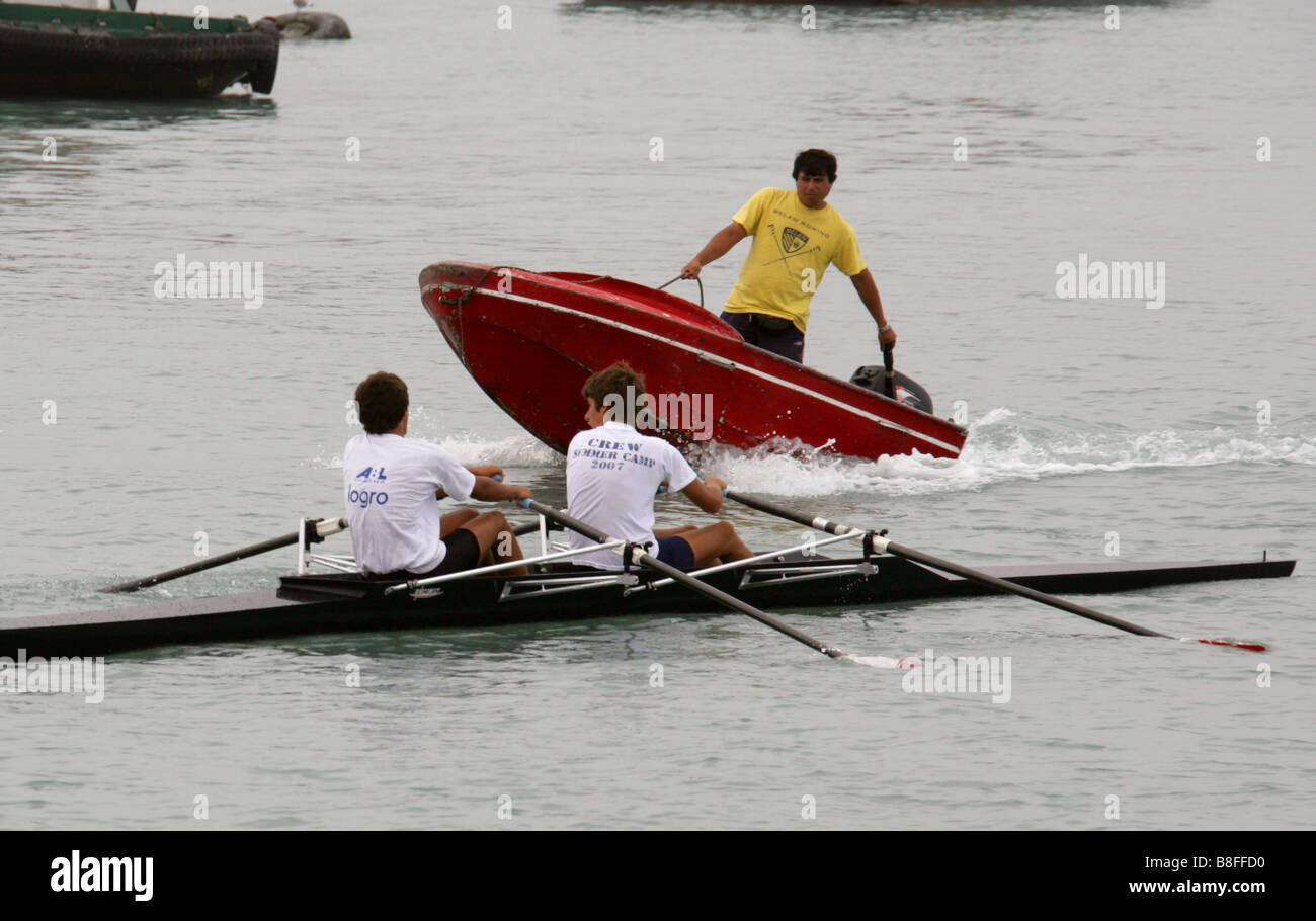 Rowing Boat Team and Coach, Port of Callao, Lima, Peru, South America ...