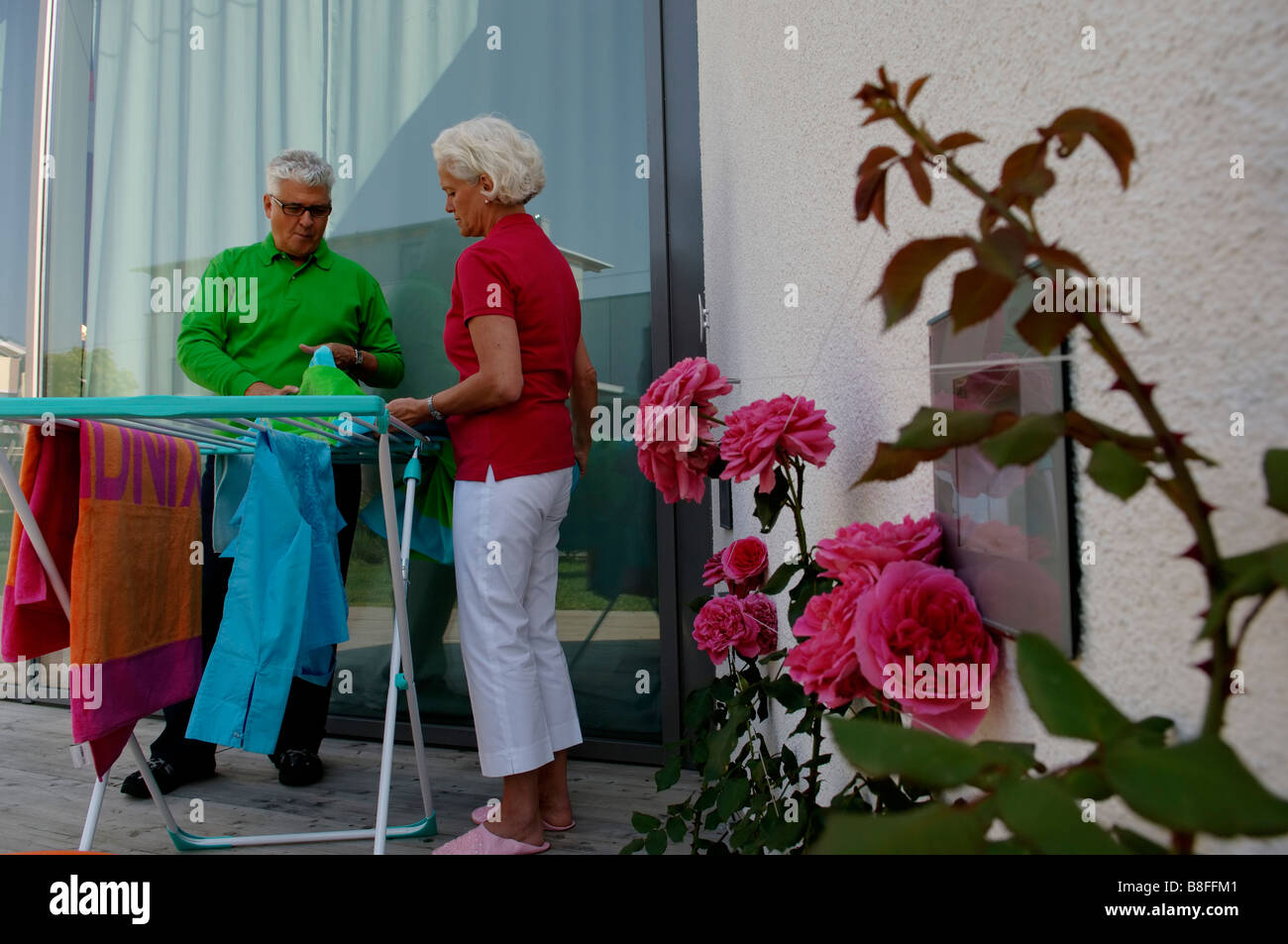Men hanging out laundry hi-res stock photography and images - Alamy
