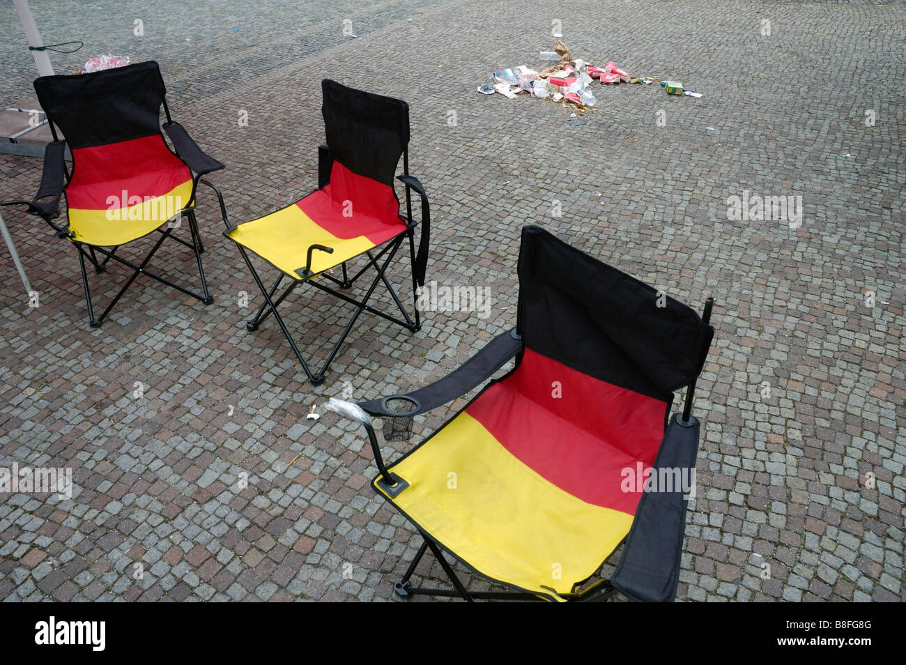Three chairs in the national colors of Germany (black, red, yellow or ...