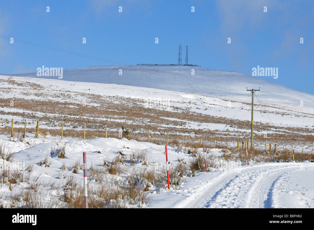 Divis Mountain and observation station, Belfast, in snow Stock Photo ...