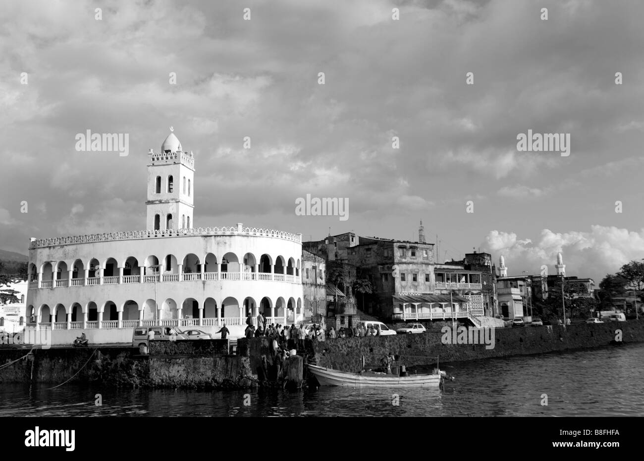 Comoros, Grande Comore, Moroni Harbour, sunset, boat, people Stock ...
