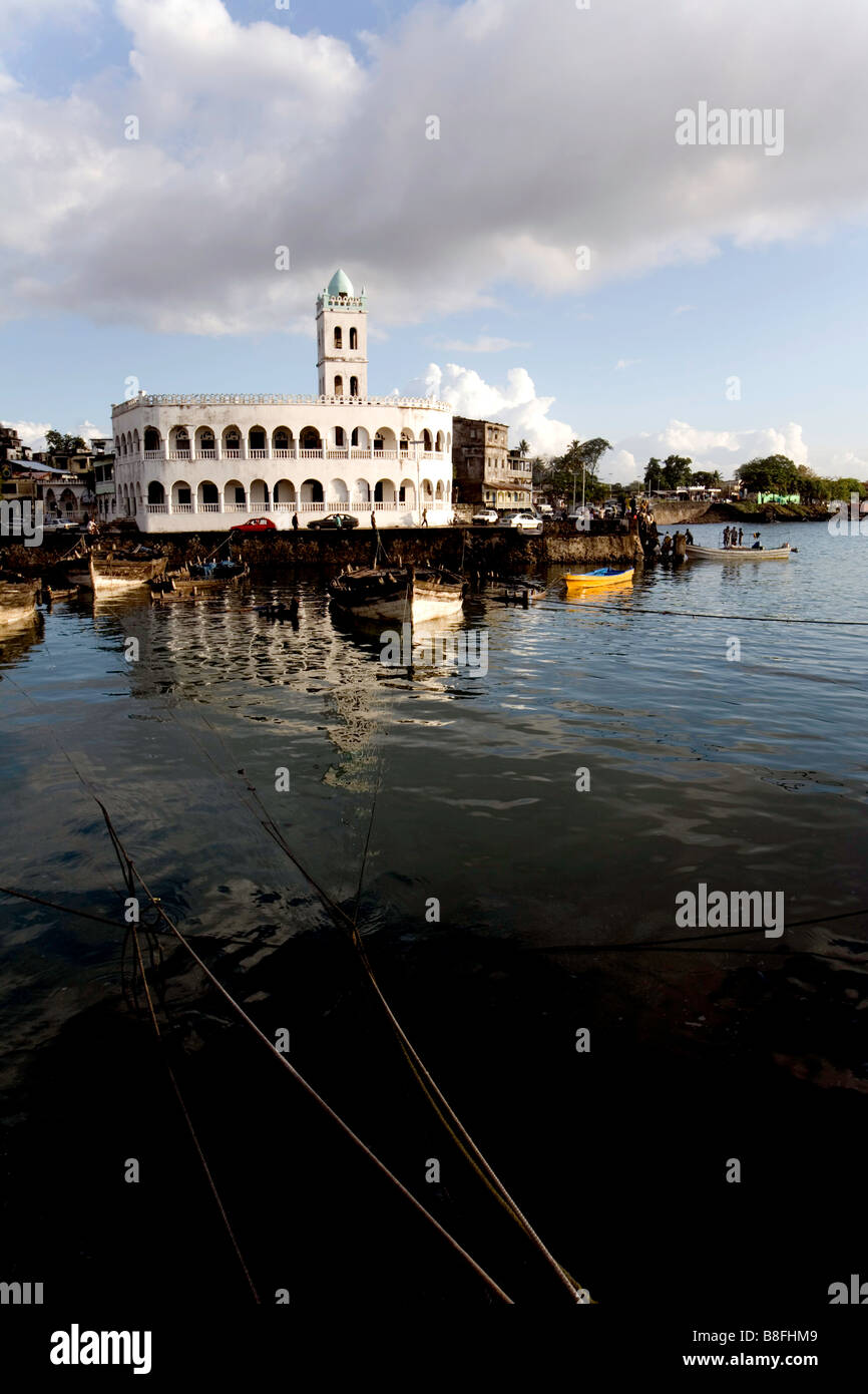 Comoros, Grande Comore, Moroni Harbour, sunset, boat, people Stock ...