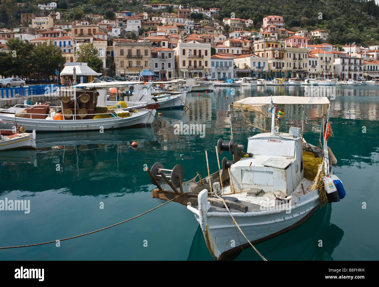 The town of Gythio seen from the harbour Lakonia Southern Peloponnese ...