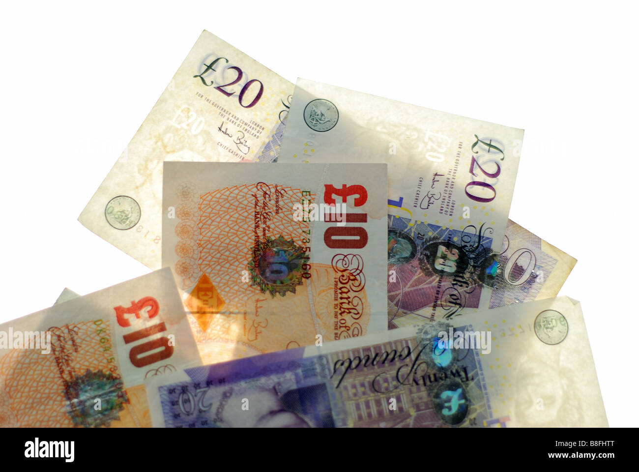 10 pound notes pile hi-res stock photography and images - Alamy