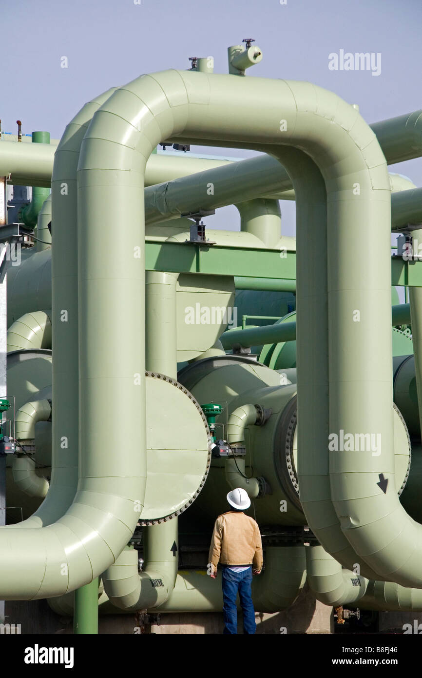 The workings of a geothermal powered electricity generating plant in ...