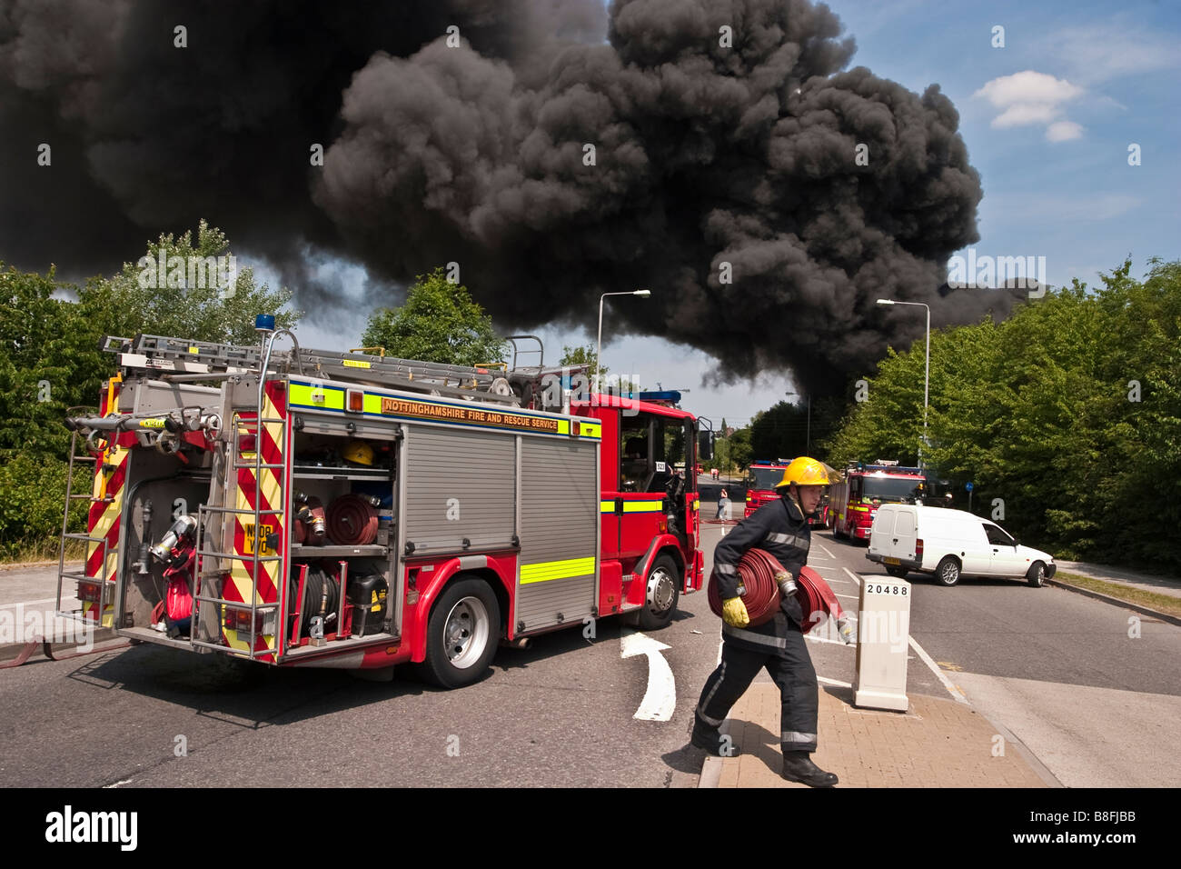 FIRE AT A LORRY DEPOT AWSWORTH NOTTINGHAMSHIRE ENGLAND NEAR IKEA AND ...