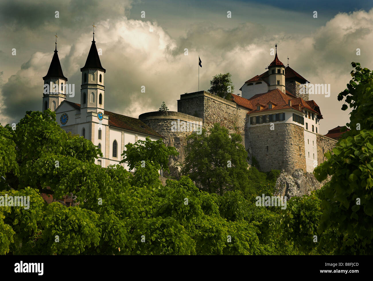 A dominant building in the town of Aalborg Stock Photo - Alamy