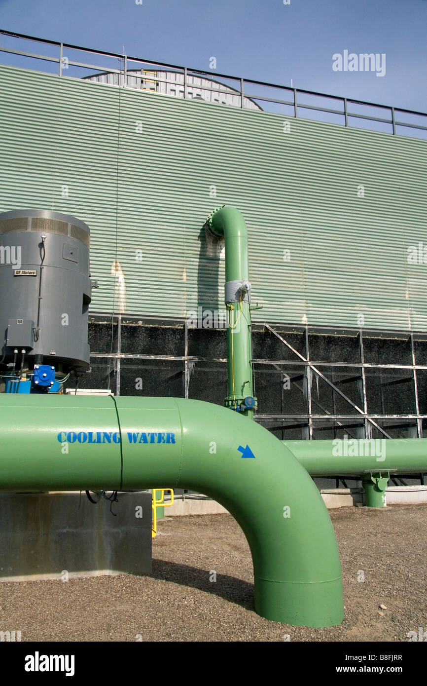 Cooling water pipe at a geothermal power plant in Malta Idaho USA Stock ...