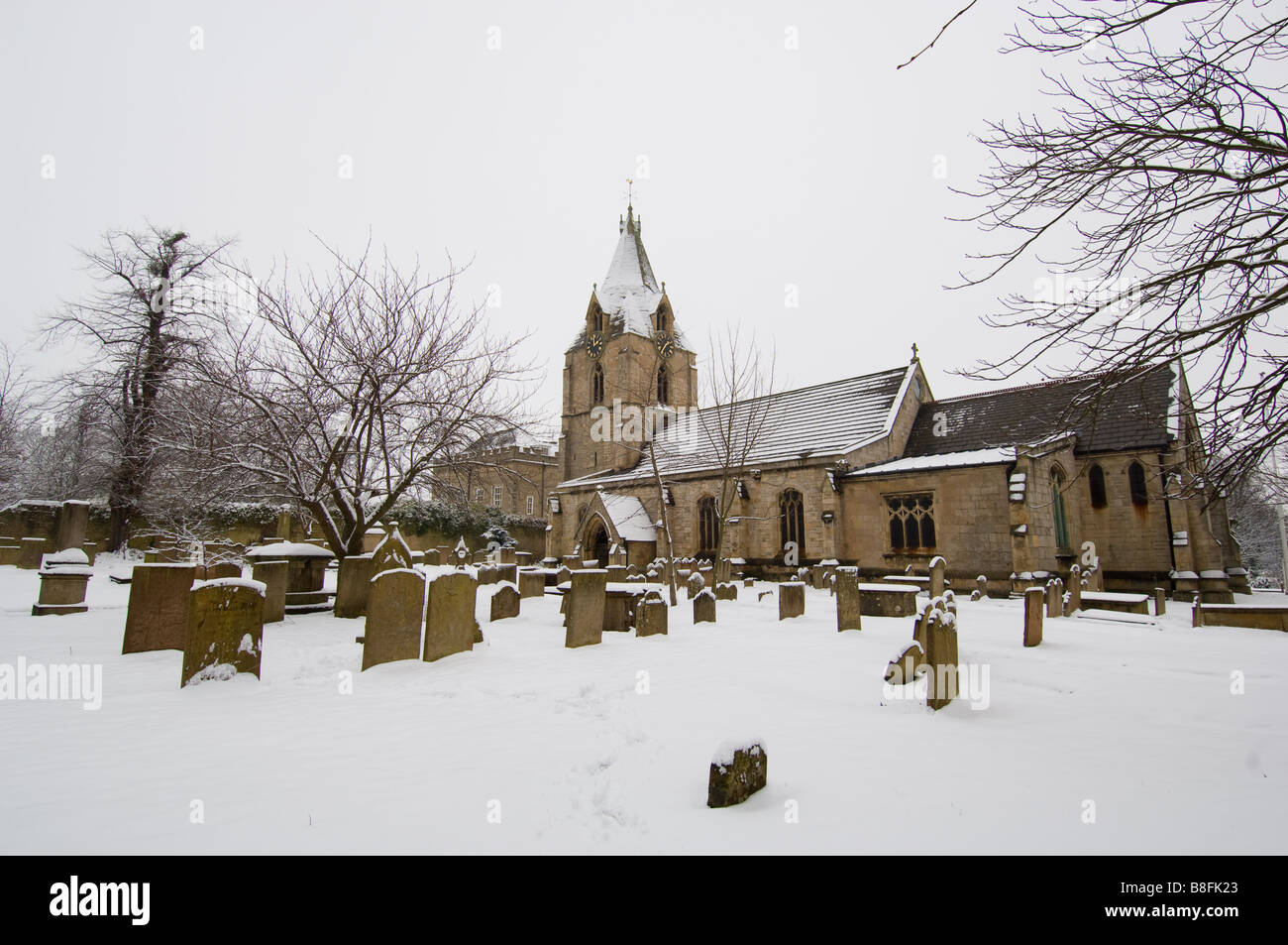 St Edmund King and Martyr, with snow, Church of England church ...
