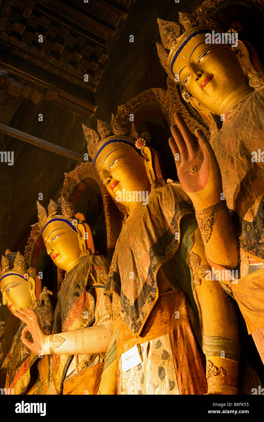 Interior of buddhist monastery, Gyantse, Tibet. Buddhist statuary Stock ...