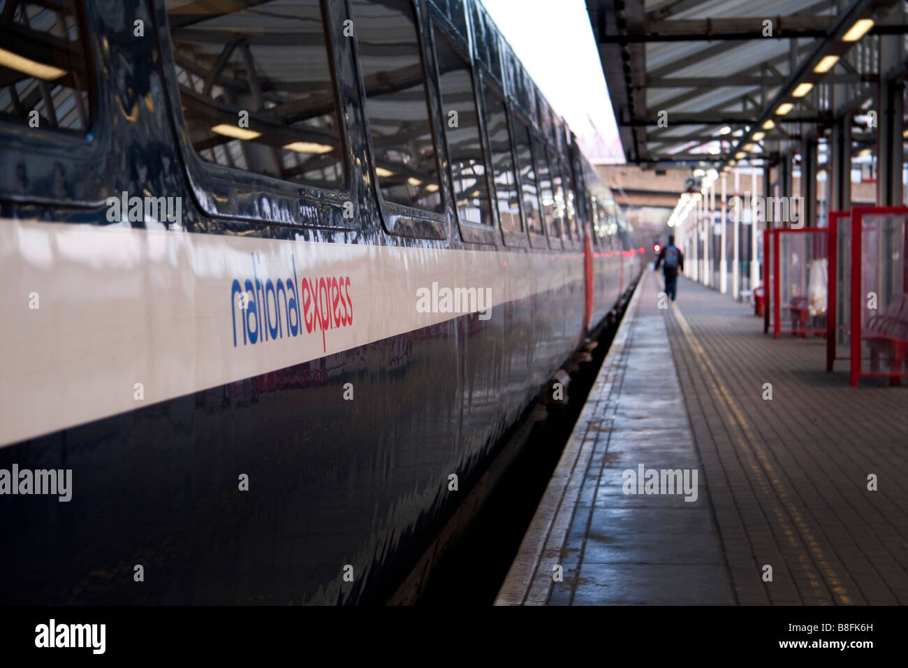 National Express Train waiting to depart from Bradford Forster Square ...