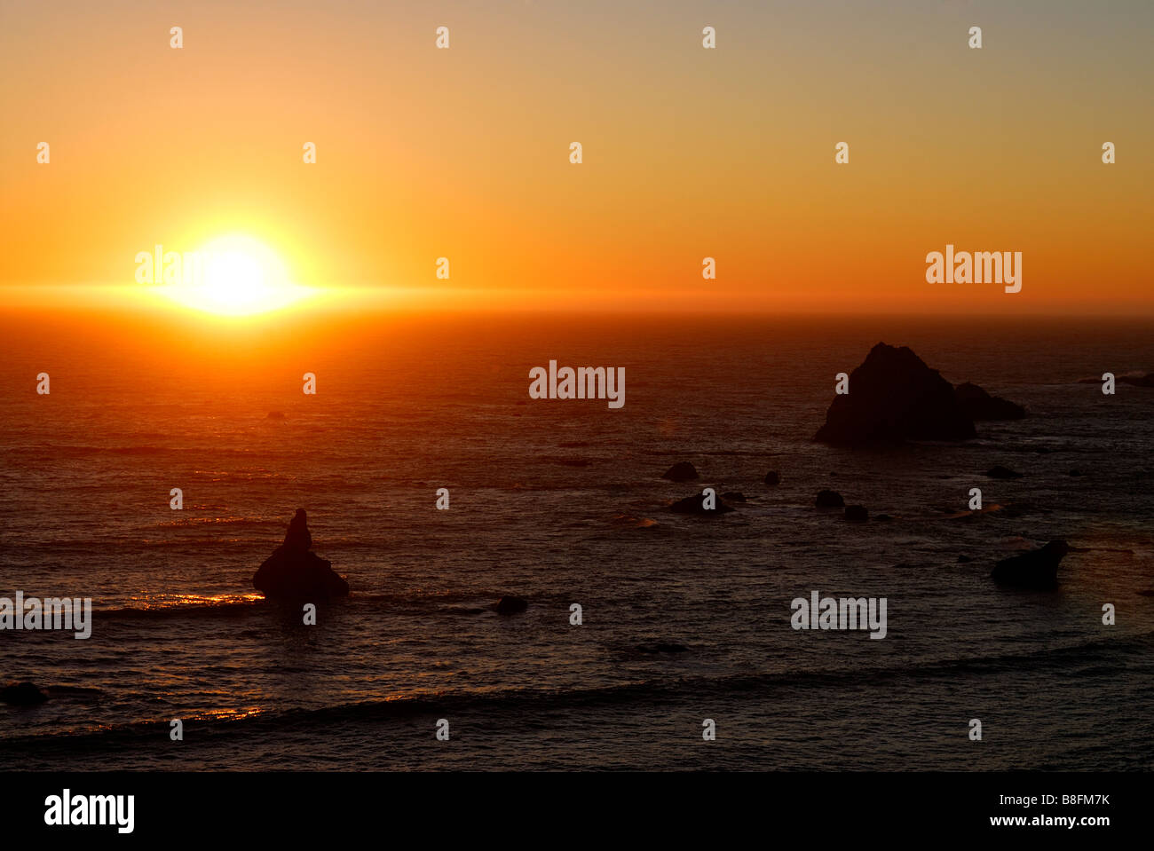 californian west coast sunset colorful sky blue yellow orange and ...