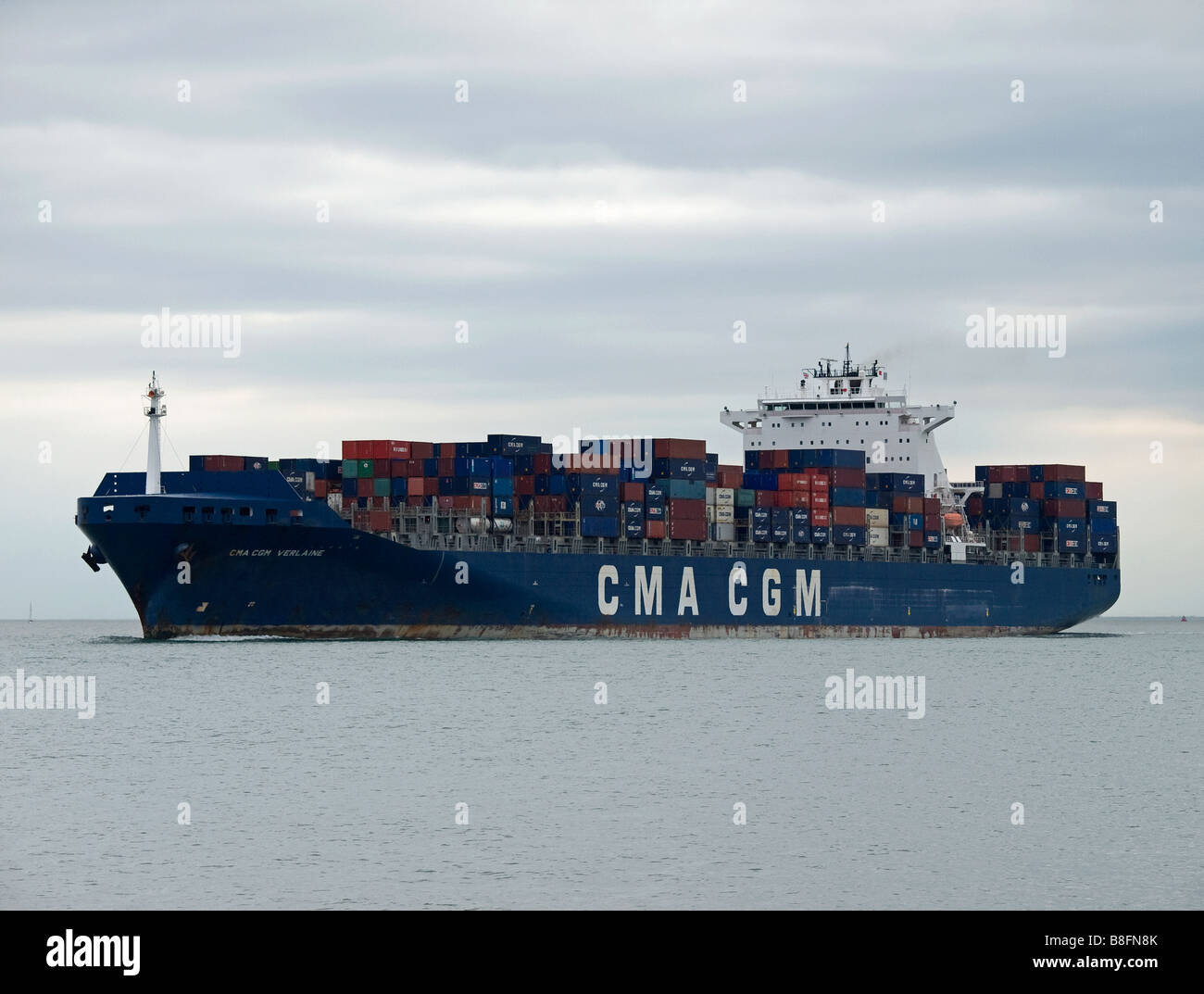 Container ship CMA CGM Verlaine arriving at Southampton UK Stock Photo ...