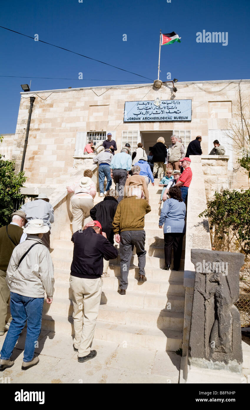 Tourists visiting the Jordan Archaeological Museum, Amman, Jordan ...