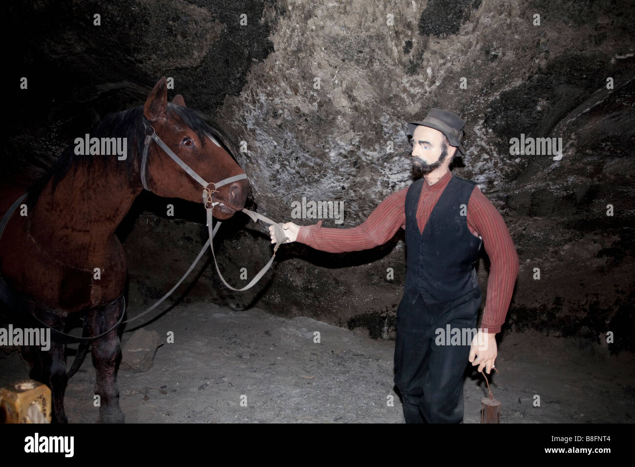 Model of Polish salt mine worker and horse. Wieliczka Salt Mine, Krakow ...