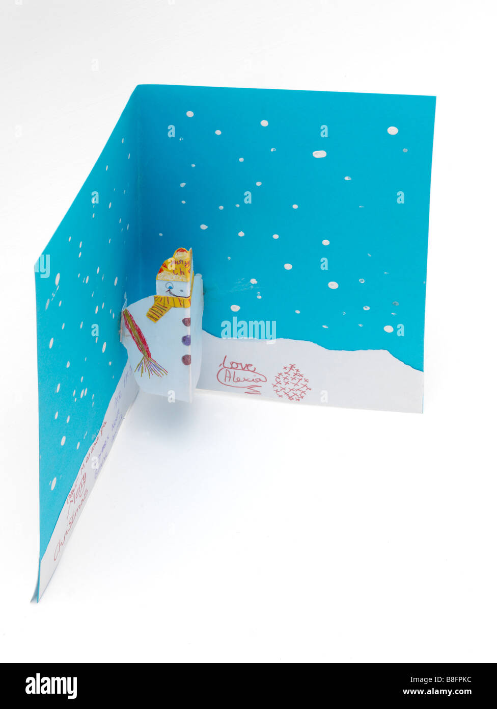 Pop Up Card Vee Fold Mechanism Childs Homemade Card Stock Photo - Alamy