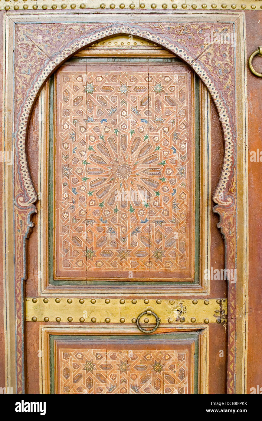 Islamic painted door Marrakech Morocco Stock Photo - Alamy