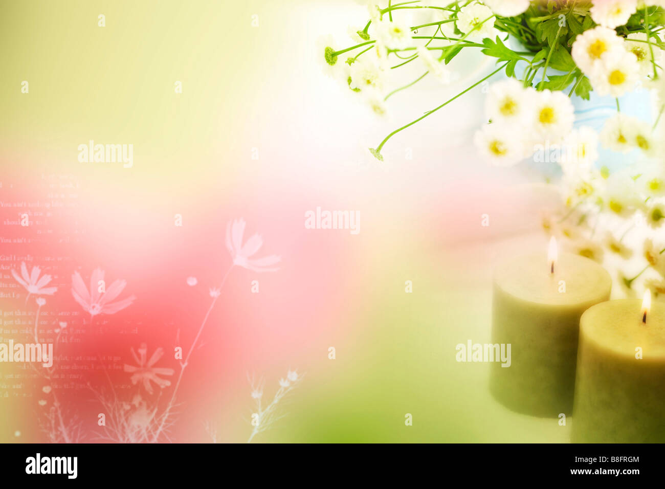 Candles and flowers composite Stock Photo - Alamy