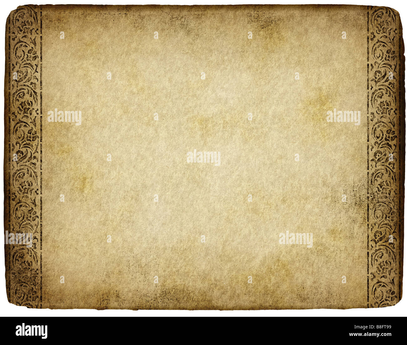 old grunge and marked parchment with ornamental design Stock Photo - Alamy