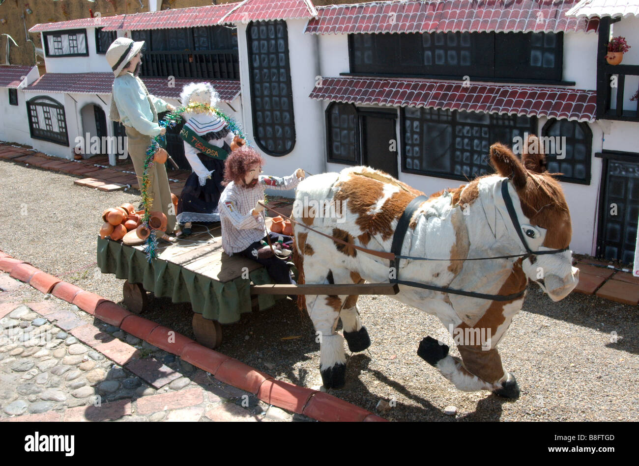 Colombian folk art set up in the main plaza of the city of Tibasosa ...