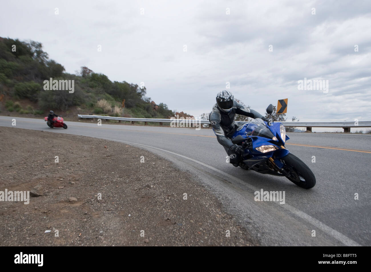 Motorcycles and Riders on Mulholland Highway in Southern California ...